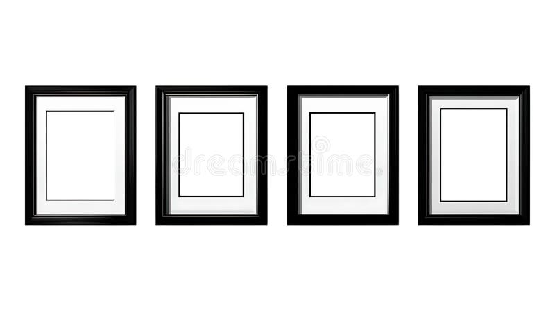 Black Picture Frames with White Matting on Transparent Background Stock ...
