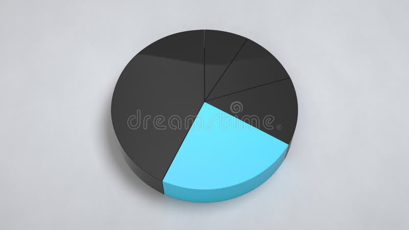 Black Pie Chart with One Blue Sector Stock Illustration - Illustration ...