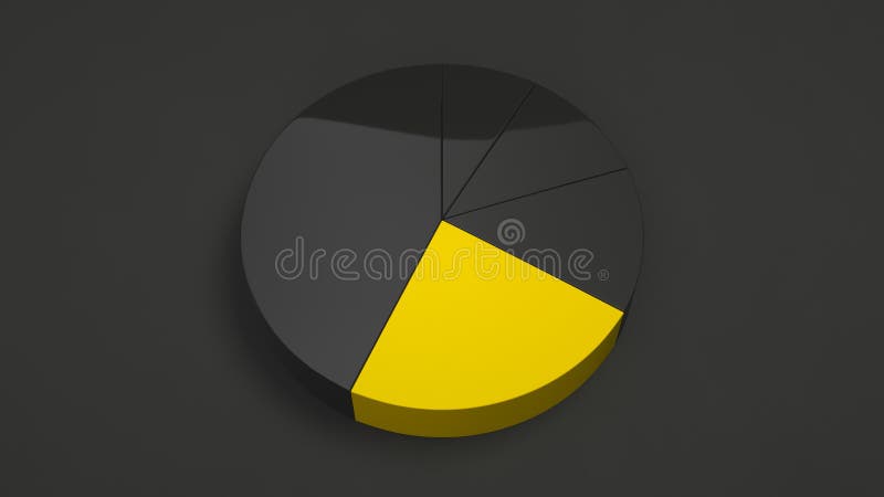 Black Pie Chart with One Yellow Sector Stock Illustration ...