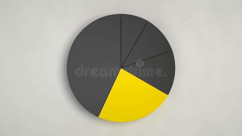 Black Pie Chart with One Yellow Sector Stock Illustration ...