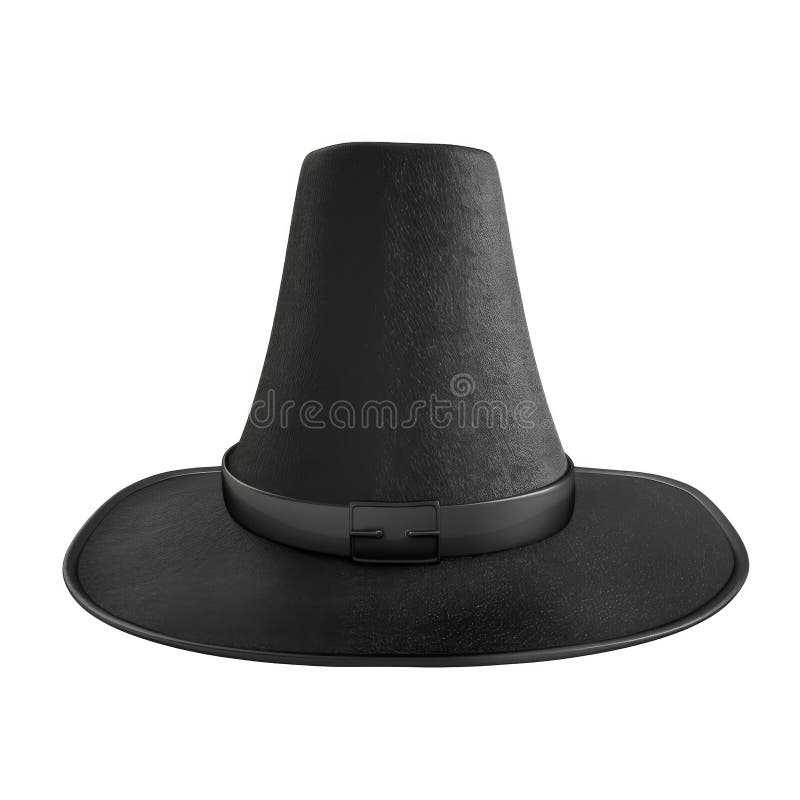 Black Pilgrim Hat with a Wide Brim and a Buckle Stock Photo ...