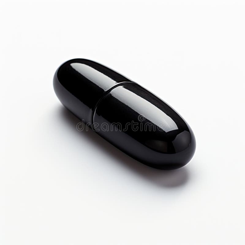 Black Pill on White Table stock illustration. Illustration of round ...
