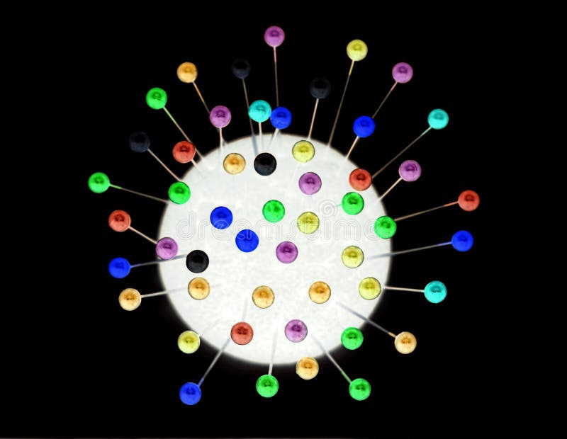 White Pincushion Full with with Colorful Pins Stock Image - Image of ...