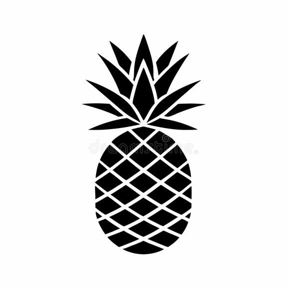 Black Pineapple Silhouette on White Background Vector Design. Stock ...