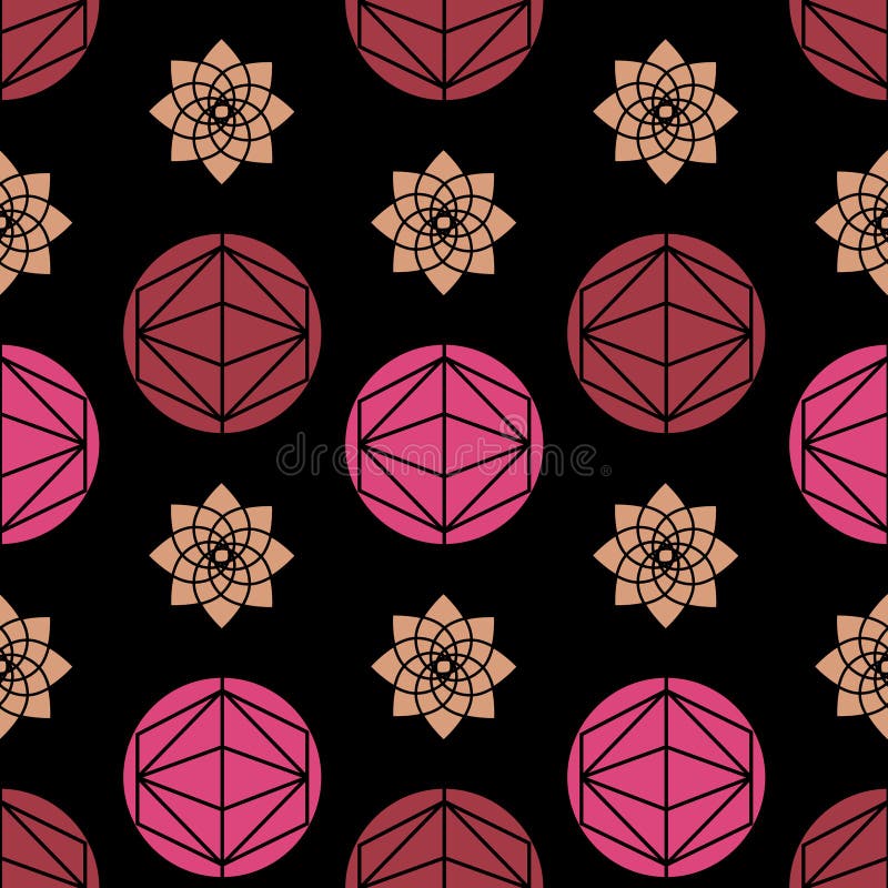 Black and Pink Geometric Abstract Seamless Pattern Stock Illustration ...