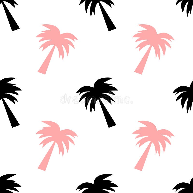 Black and Pink Palm Tree Seamless Pattern Background Illustration Stock ...