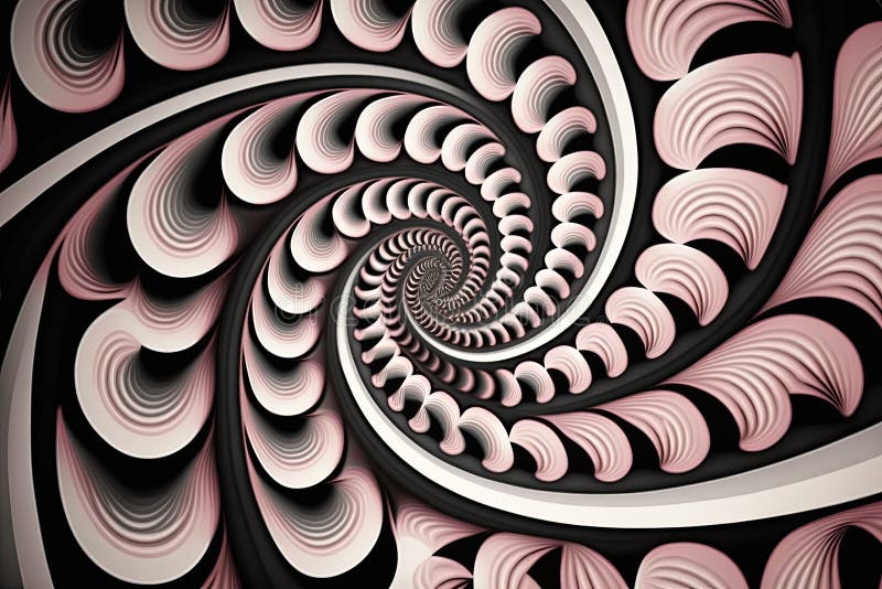 Black Pink and White Colored Abstract Recursive Spiral Texture Pattern, Wallpaper or Banner ...