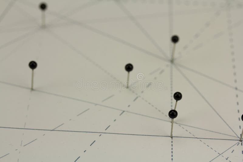 Black Pins in Paper Linked by Lines Stock Image - Image of information ...