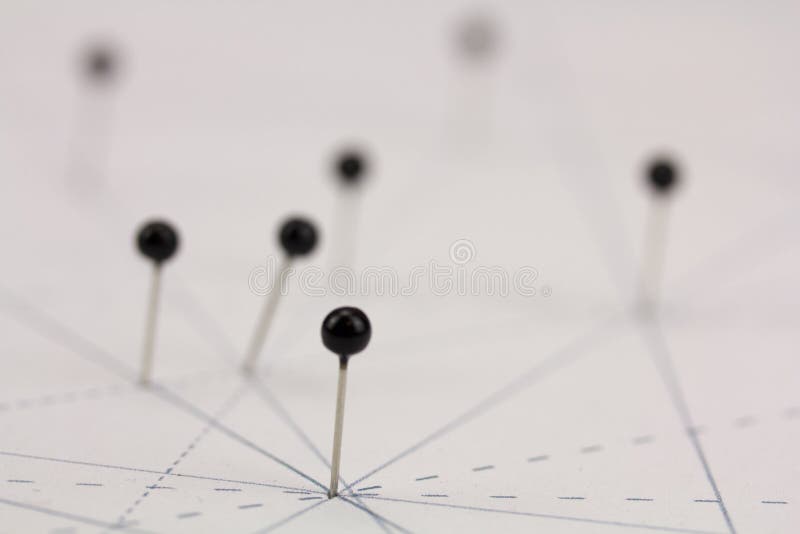 Black Pins in Paper Linked by Lines Stock Photo - Image of background ...