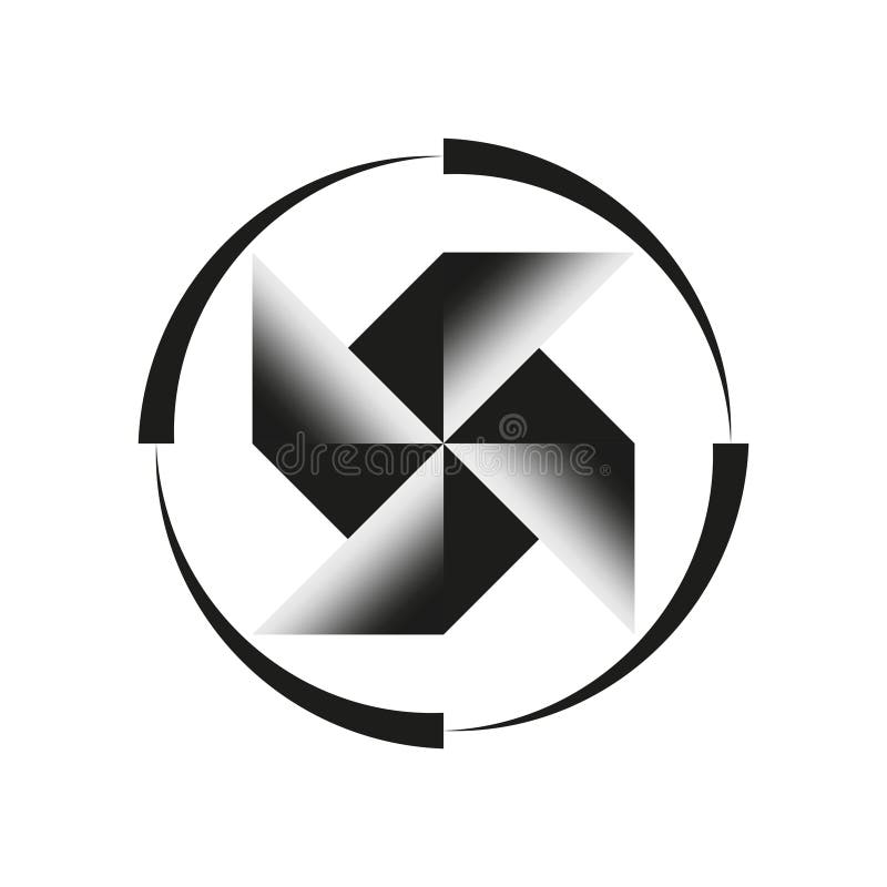 Black Pinwheel Icon. Rotating Abstract Shape. Gradient Motion Effect ...