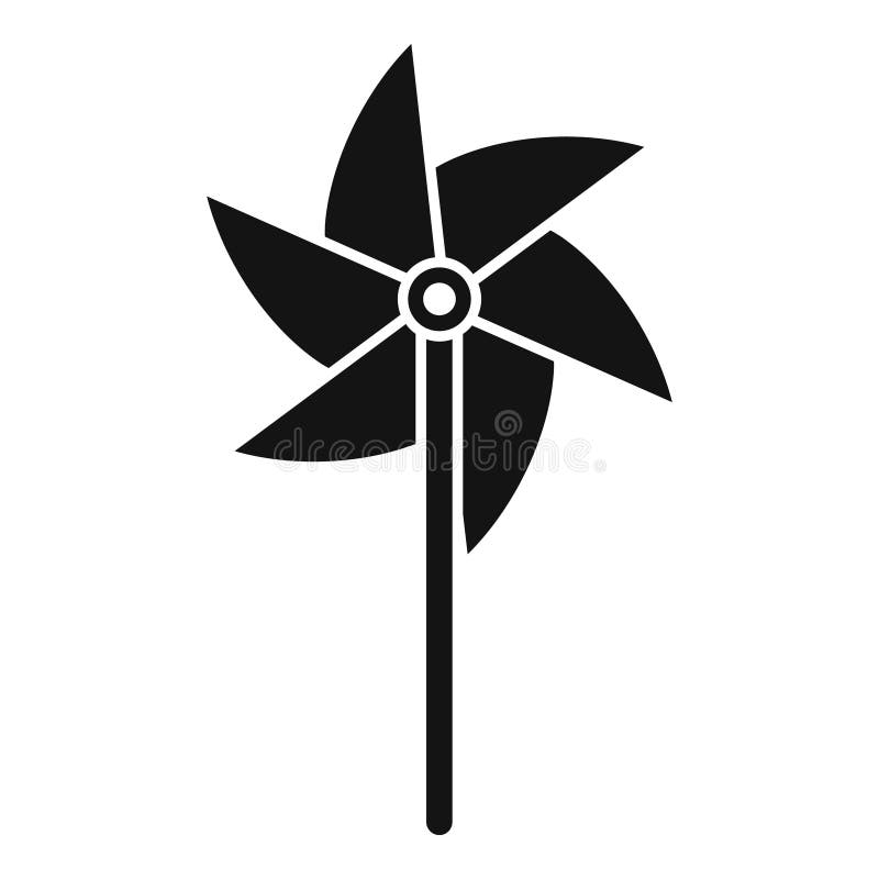 Black Pinwheel Toy Spinning with Wind Blowing Stock Illustration ...