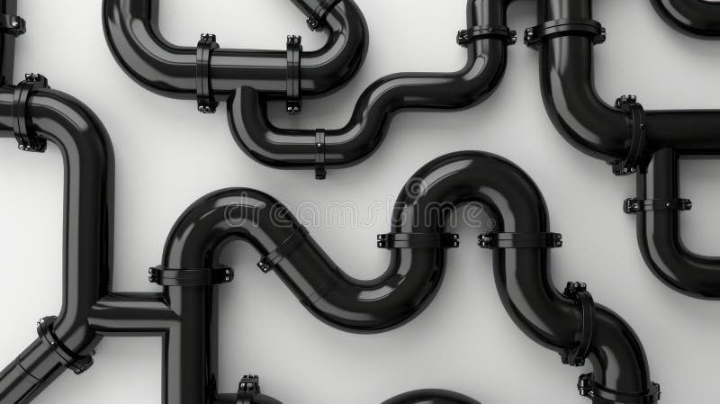 Black Pipes on a White Background Stock Image - Image of utility, metal ...