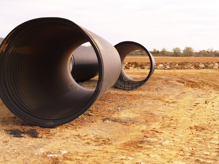 Black Piping at Construction Site Stock Image - Image of site, build ...