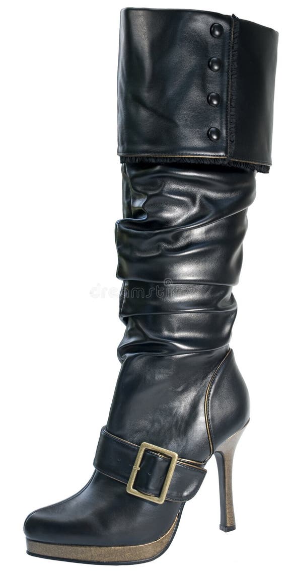 Black pirate boot stock image. Image of gold, boots, stiletto - 11160473