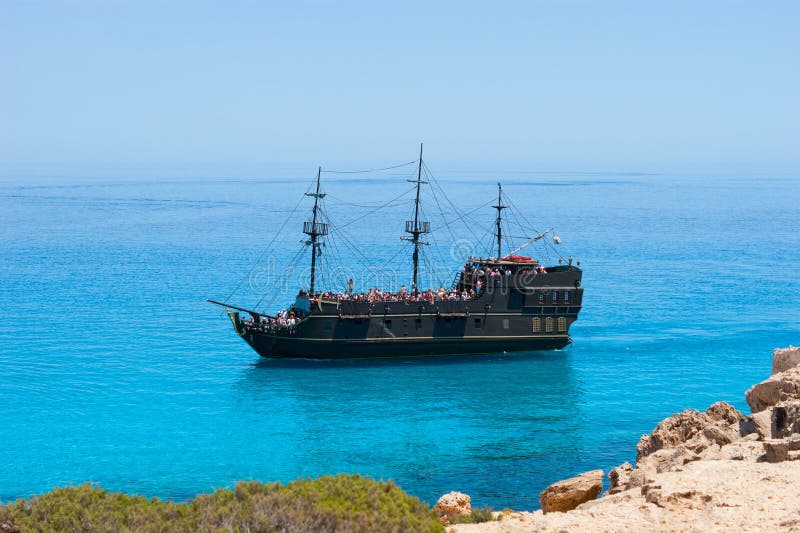 Pirate ship on the sea stock photo. Image of abyss, dreams - 100292812