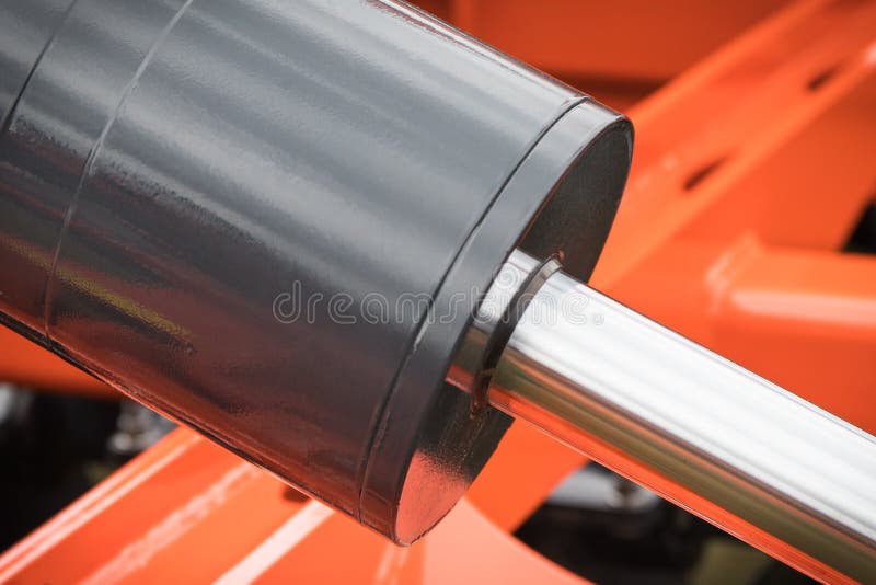 Black Piston or Actuator in Red Pneumatic or Hydraulic Machine ...