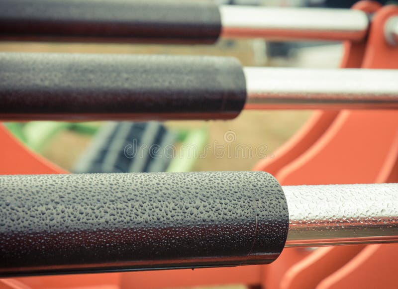 Black Pistons or Actuators in Red Pneumatic or Hydraulic Machine ...