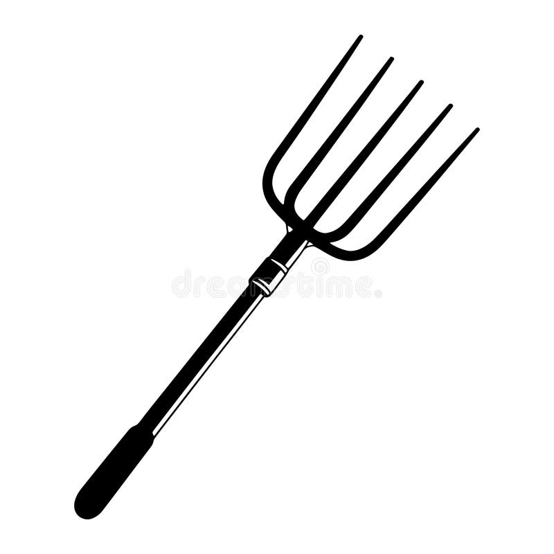 Black Pitchfork with Four Sharp Tines and Long Handle Farming Tool ...