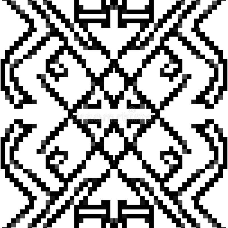 Black Pixel Art Pattern Features Symmetrical, Geometric Shapes on a ...