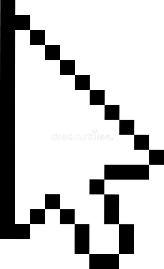 Black Pixelated Arrow Cursor Pointing Diagonally Upwards Against a ...