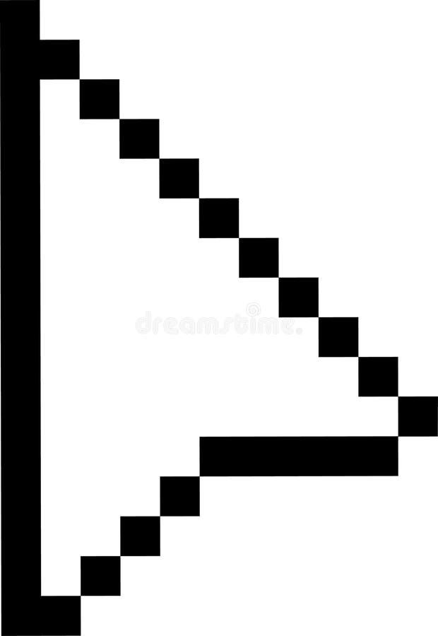 Black Pixelated Arrow Pointing Down and Right with a White Background ...