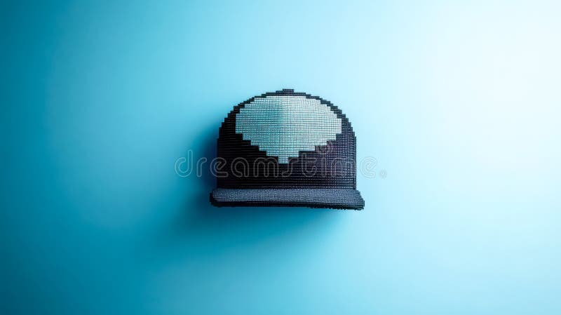 Black Pixelated Baseball Cap Hanging on Blue Background Stock Image ...