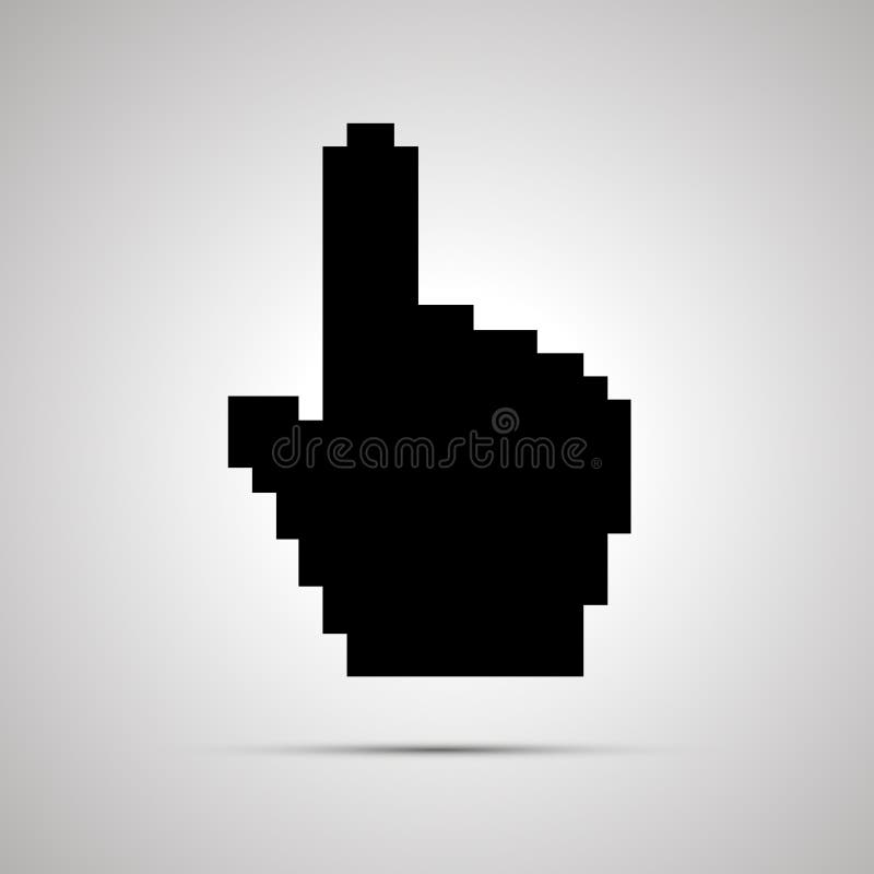 Black Pixelated Computer Cursor in Hand Shape, Simple Icon with Shadow ...