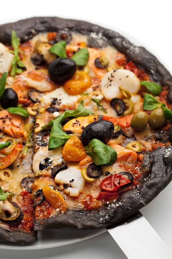 Black Pizza stock image. Image of nobody, cheese, piece - 13659587
