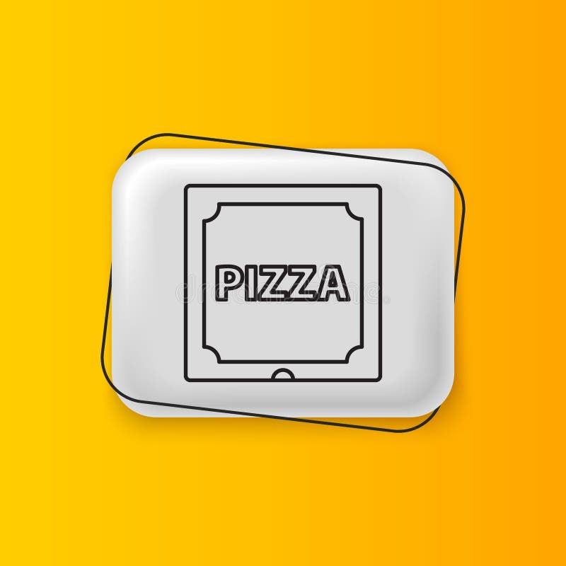Black Pizza in Cardboard Box Icon Isolated on Yellow Background. Box ...