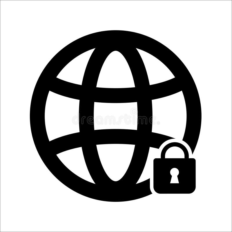 Black Planet with Padlock. Web Information Global Protection Technology ...