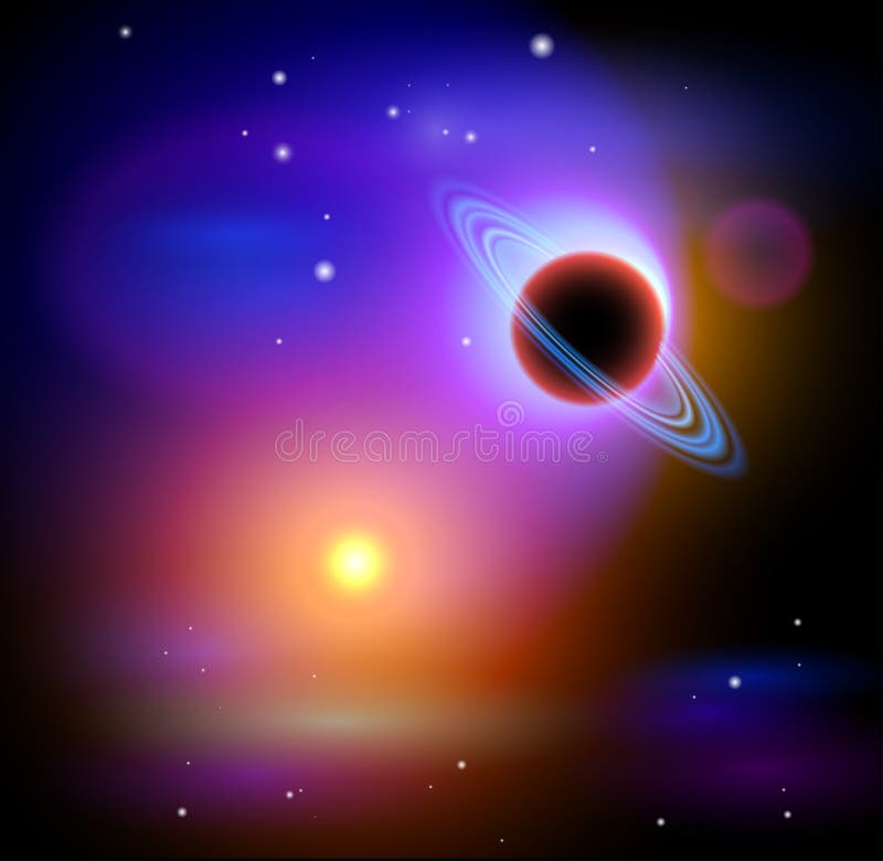 Black Planet And Yellow Star Stock Vector Illustration Of Moon Dark 54809430