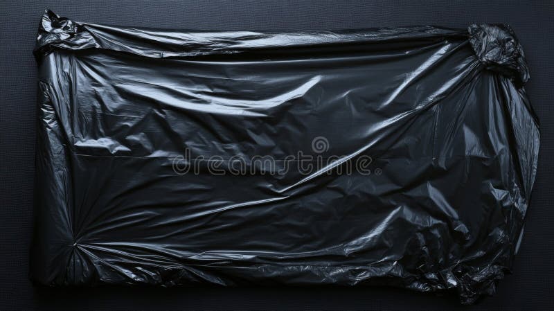Black Plastic Bag Draped on Dark Surface Stock Illustration ...