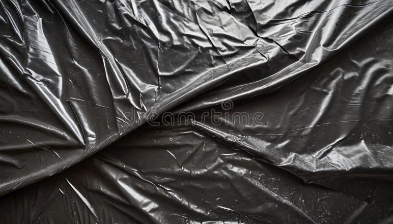 Black Plastic Bag Texture Background. Glossy Polyethylene Stock ...