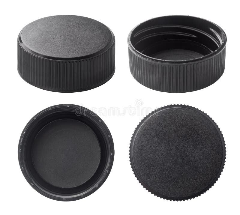 Isolated Black Plastic Bottle Caps Stock Photo - Image of background ...