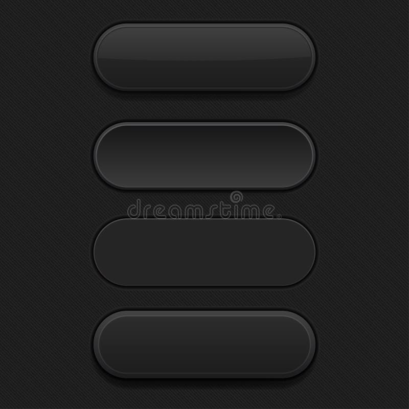 Black Plastic Buttons. 3d Oval Signs - Normal, Active, Pushed Stock ...