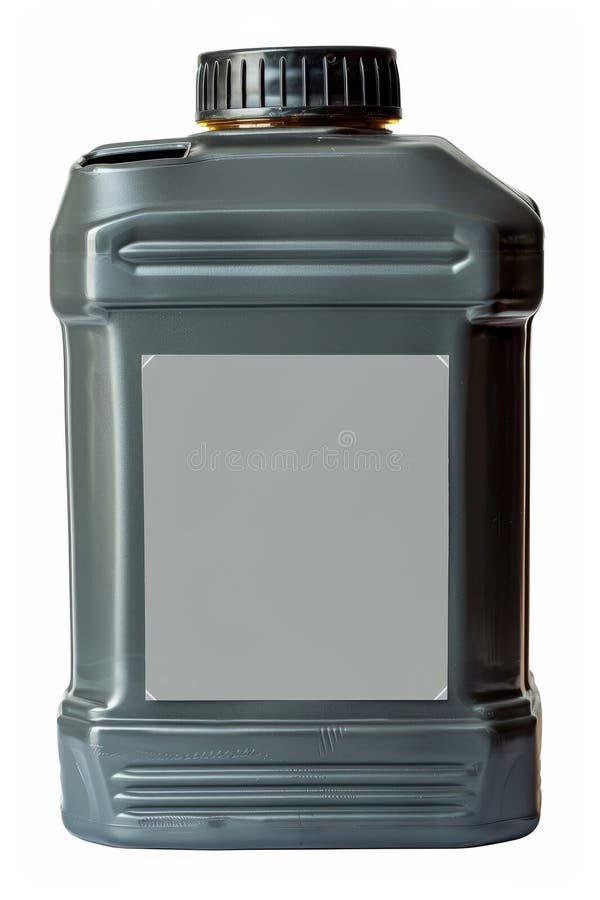 Black Plastic Canister for Engine Oil without Label Highlighted on a ...