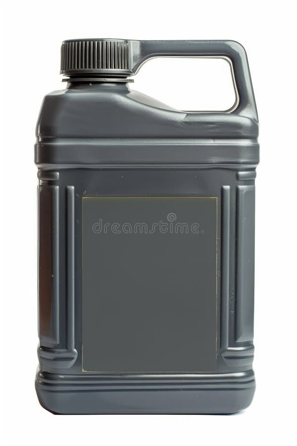Black Plastic Canister for Engine Oil without Label Highlighted on a ...