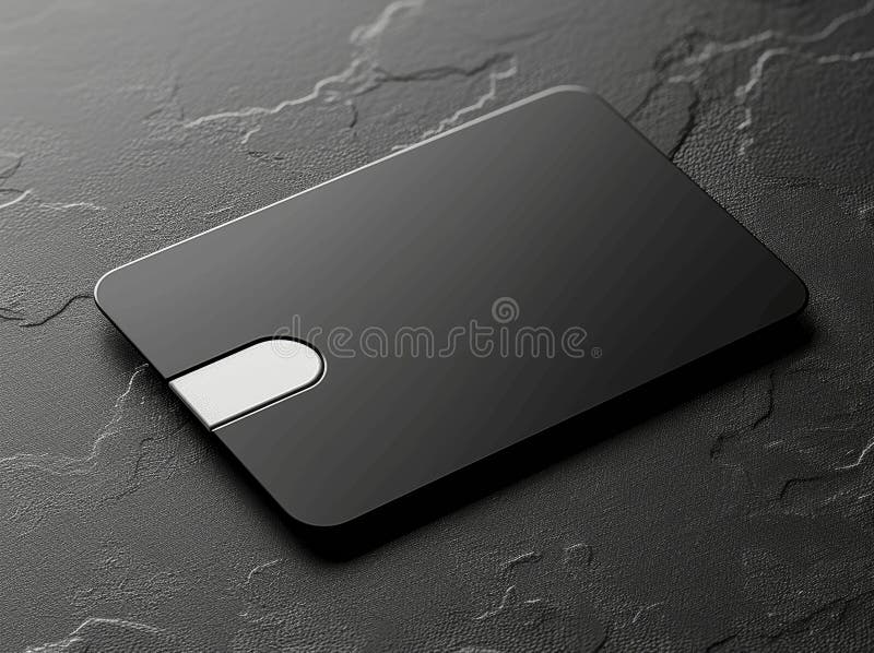 Black Plastic Card Mockup with Rounded Corners on Dark Background Stock ...