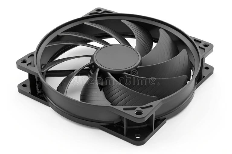 Black Plastic Computer Fan with Blades Isolated on White Background ...