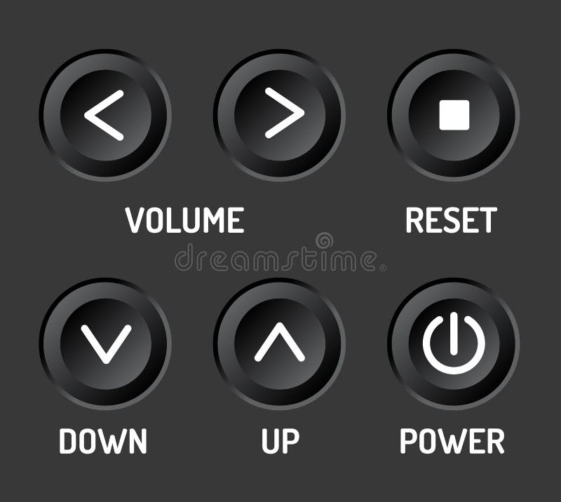 Black Plastic Control Panel. Navigation Buttons Set Stock Illustration ...