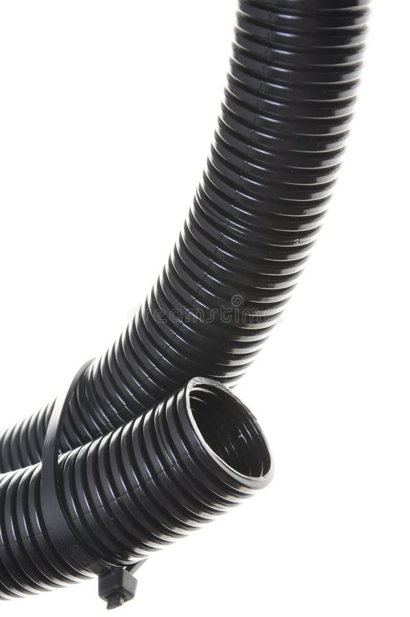 Black Plastic Corrugated Pipe Stock Photo - Image of isolation ...