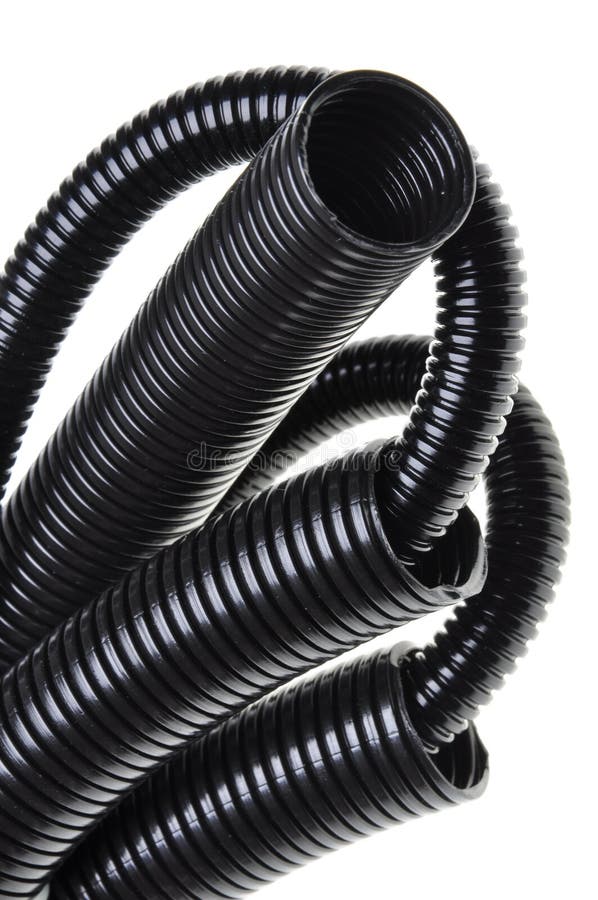 Black Plastic Corrugated Pipe Stock Image - Image of pipe, flexible ...