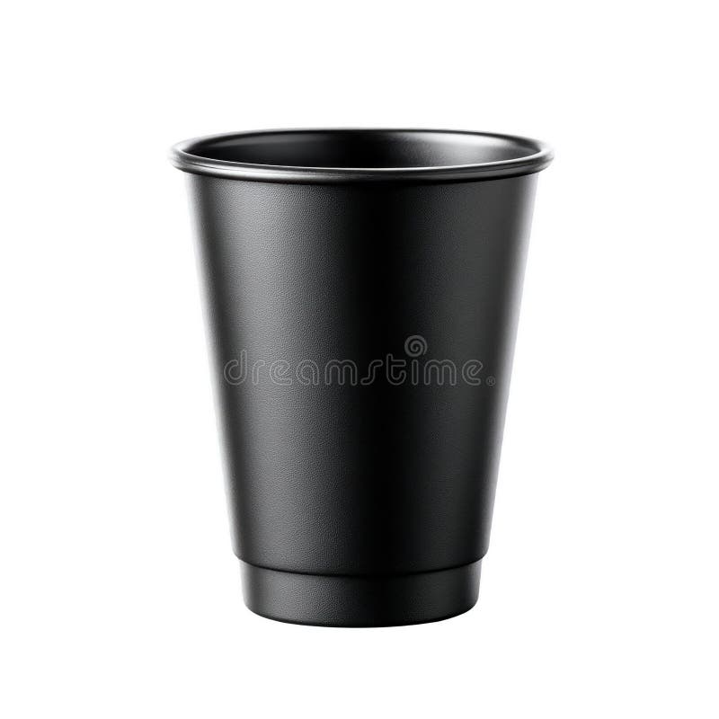 Black Plastic Cup with Smooth Texture and Simple Design on Transparency ...