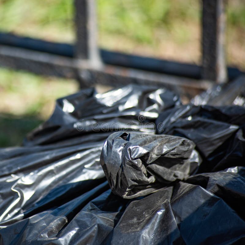 Black Plastic Decomposing Garbage Bag Stock Image - Image of knot ...