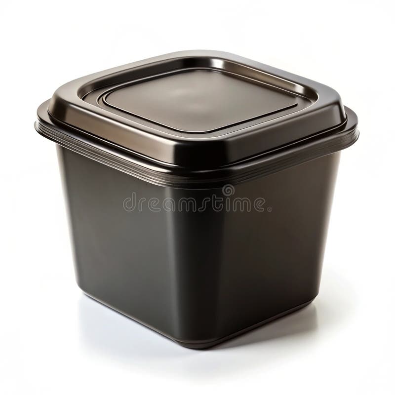 Black Plastic Food Container on White Background Generative AI Stock ...