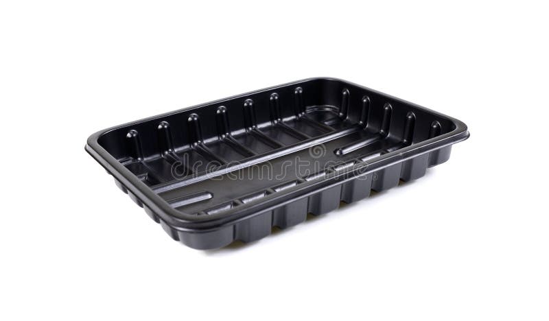 Black Plastic Food Container on White Background, Plastic Packing Food ...