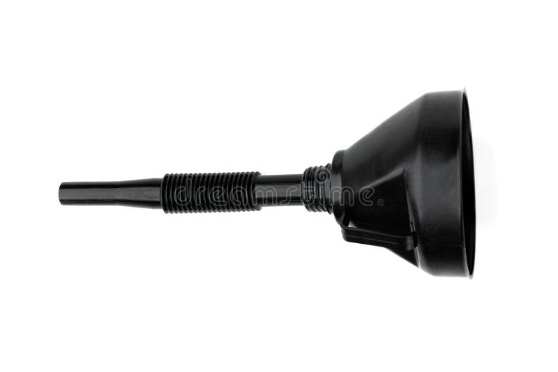 Black Plastic Fuel Funnel Isolated on a White Background. Stock Image ...