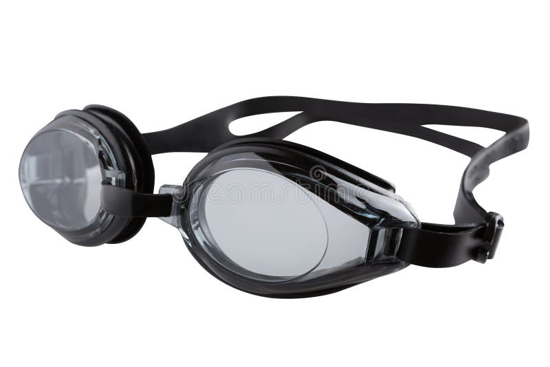 Black Plastic Goggles for Swimming in the Pool, Classic Shape, on a ...