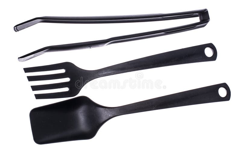 Black Plastic Kitchen Gadgets for Cooking Stock Photo - Image of group ...