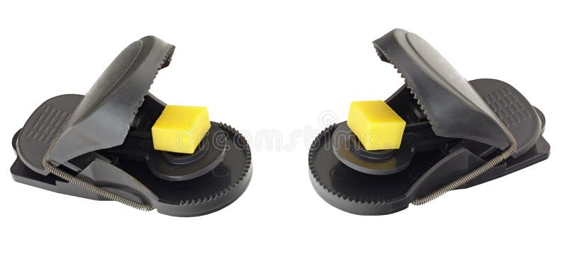 Black Plastic Mouse Traps on a White Stock Image - Image of dangerous ...